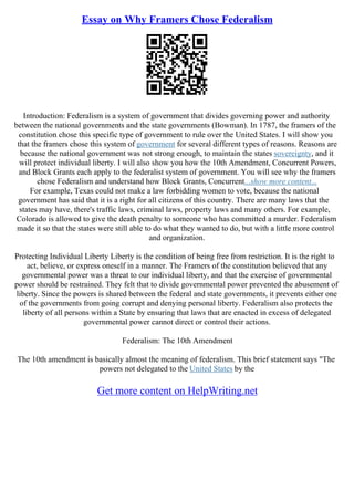 Essay On Federalism | PDF