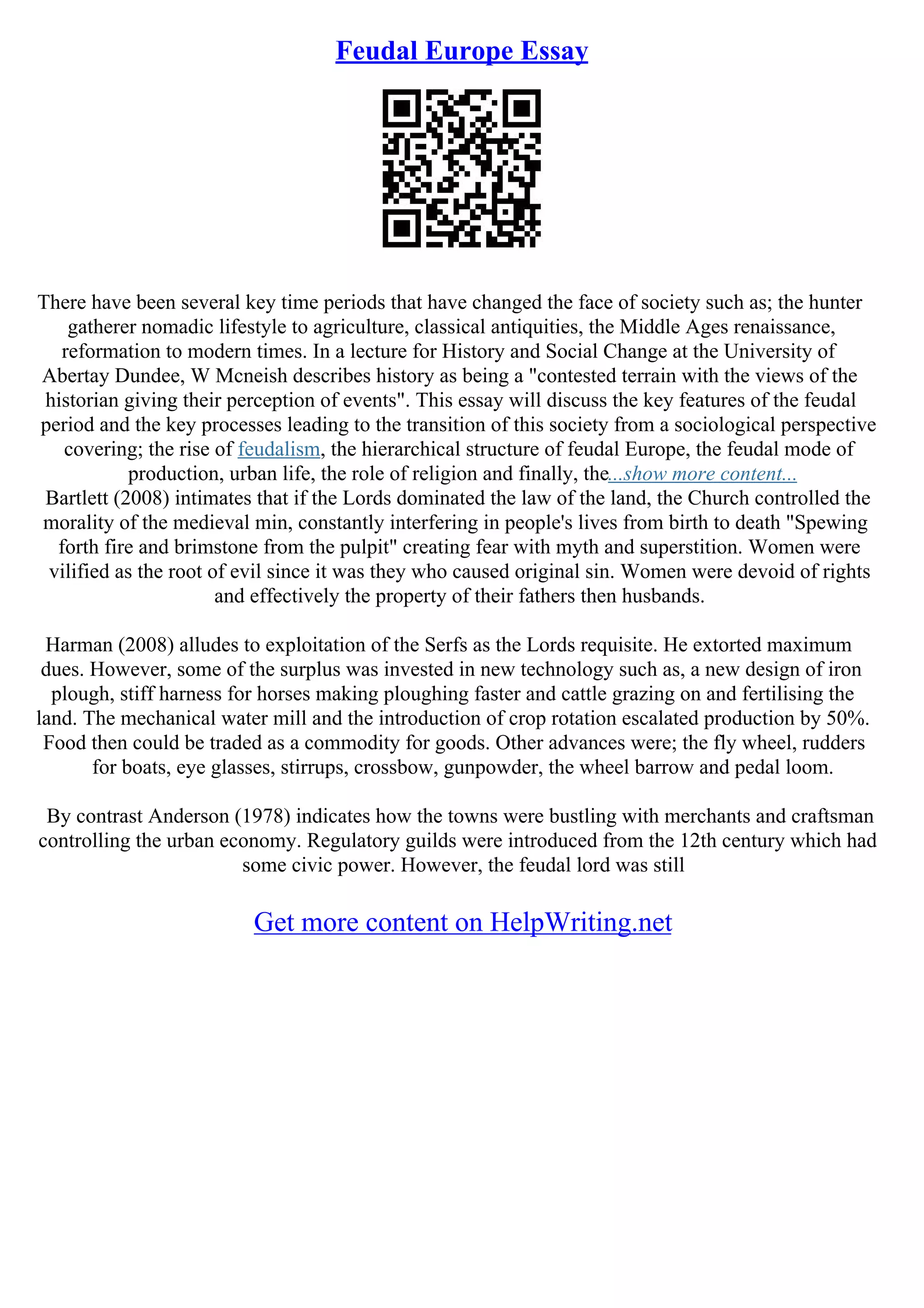 Essay On Feudalism | PDF