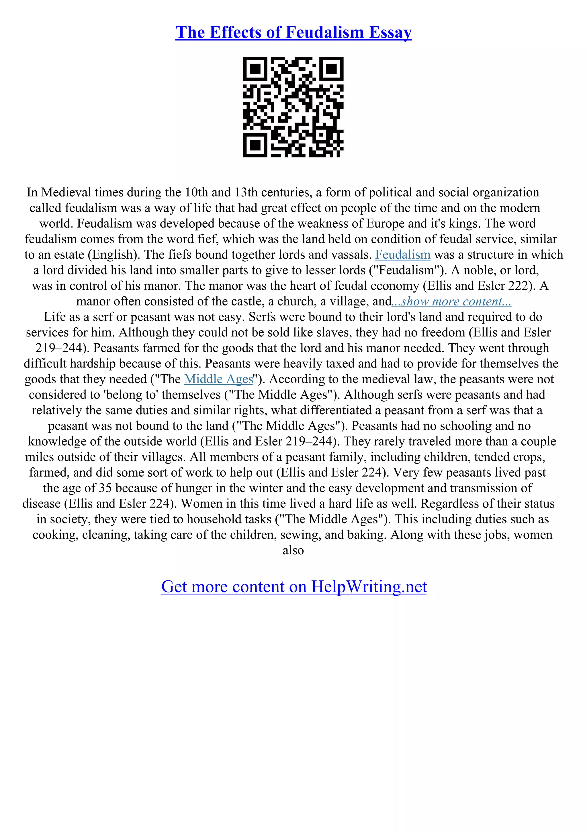 Essay On Feudalism | PDF
