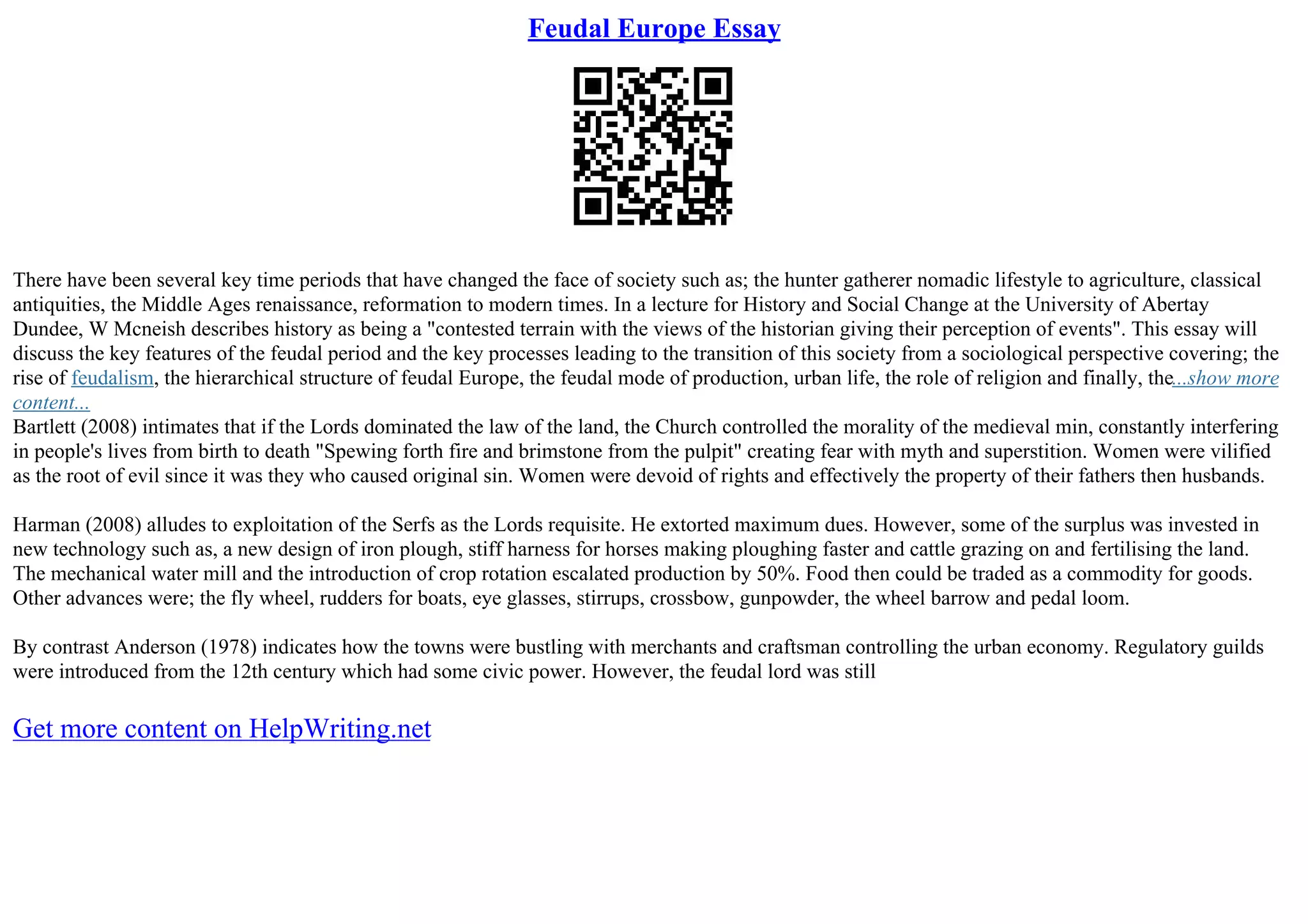 Essay On Feudalism | PDF