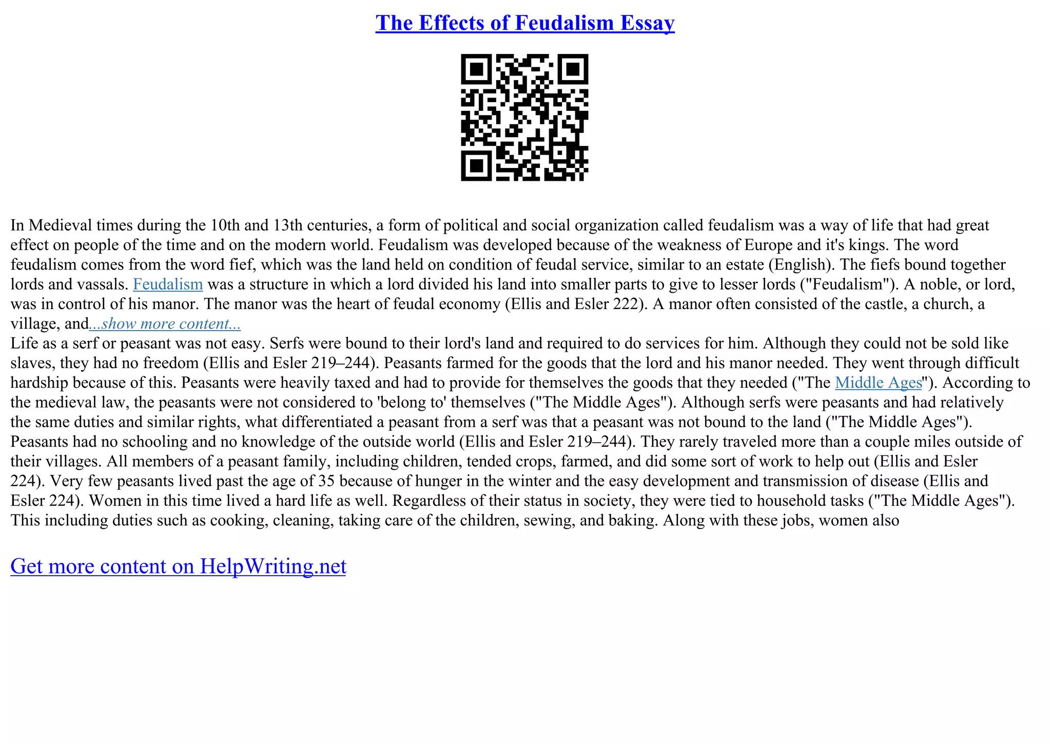 Essay On Feudalism | PDF