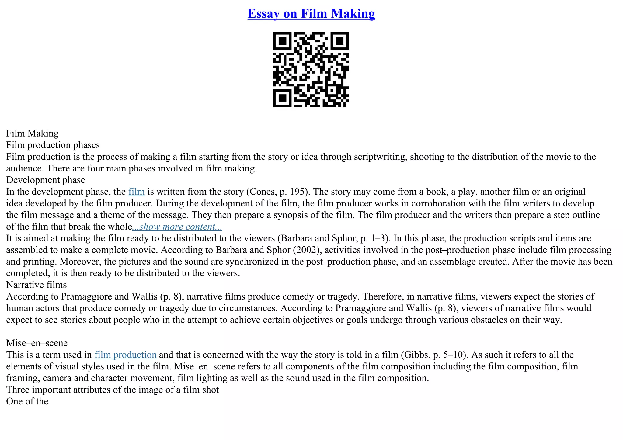 Essay On Film | PDF | Video Production | Content Production