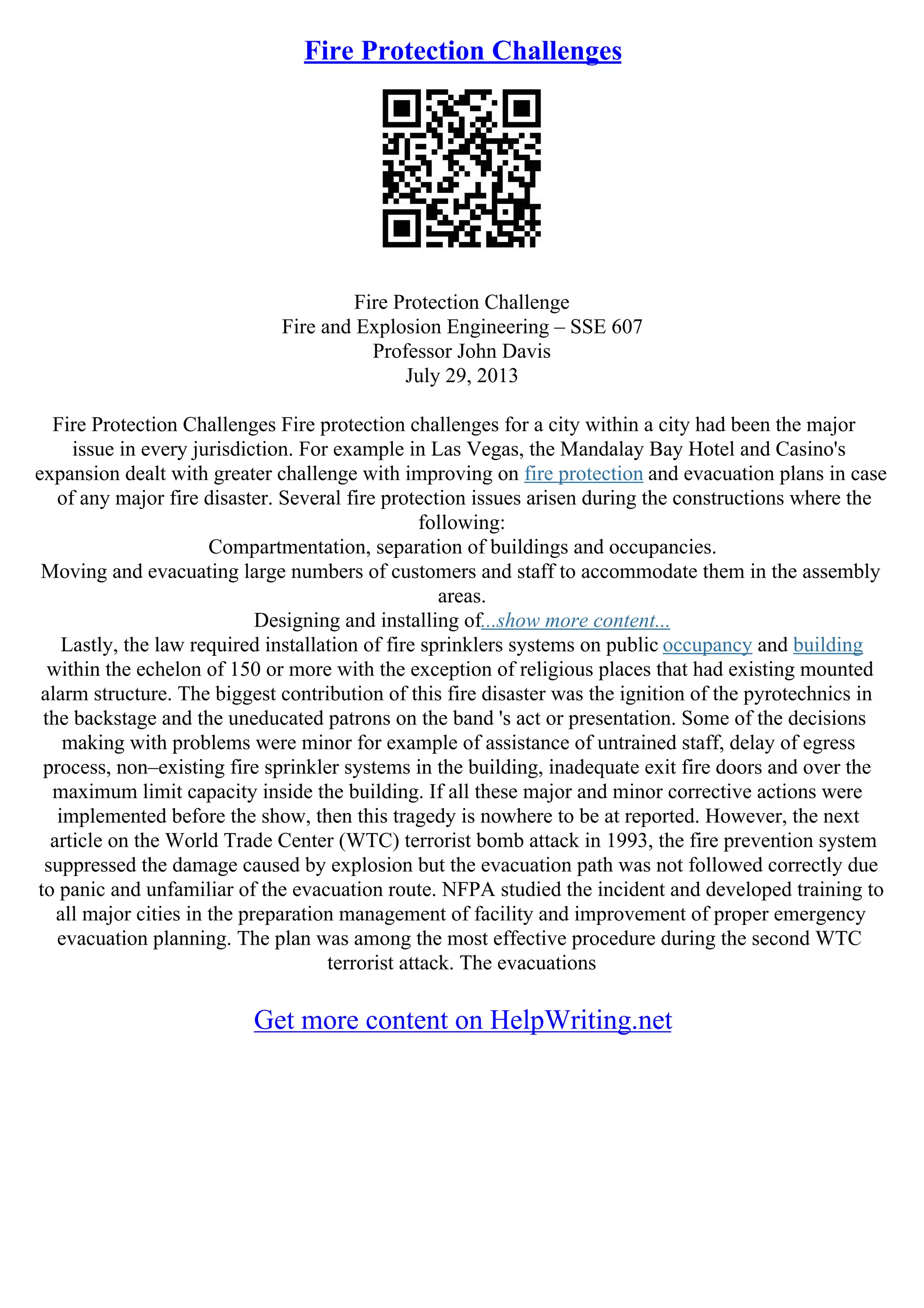 Essay On Fire Prevention | PDF