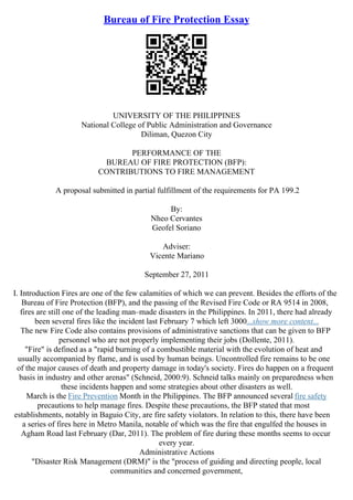 Essay On Fire Prevention | PDF