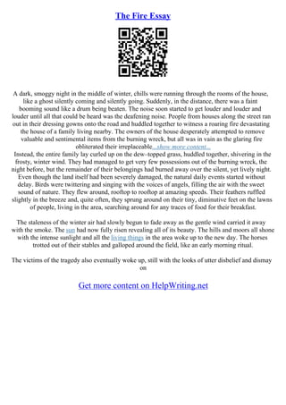 Essay On Fire Prevention | PDF