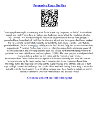 Essay On Fire Prevention | PDF