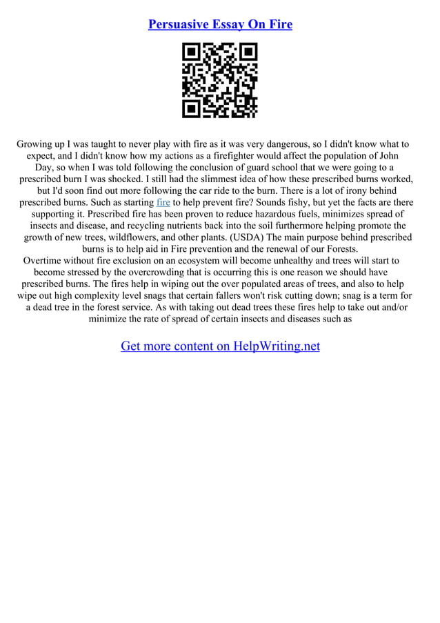 Essay On Fire Prevention | PDF