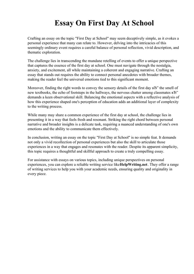 Essay On First Day At School.pdf