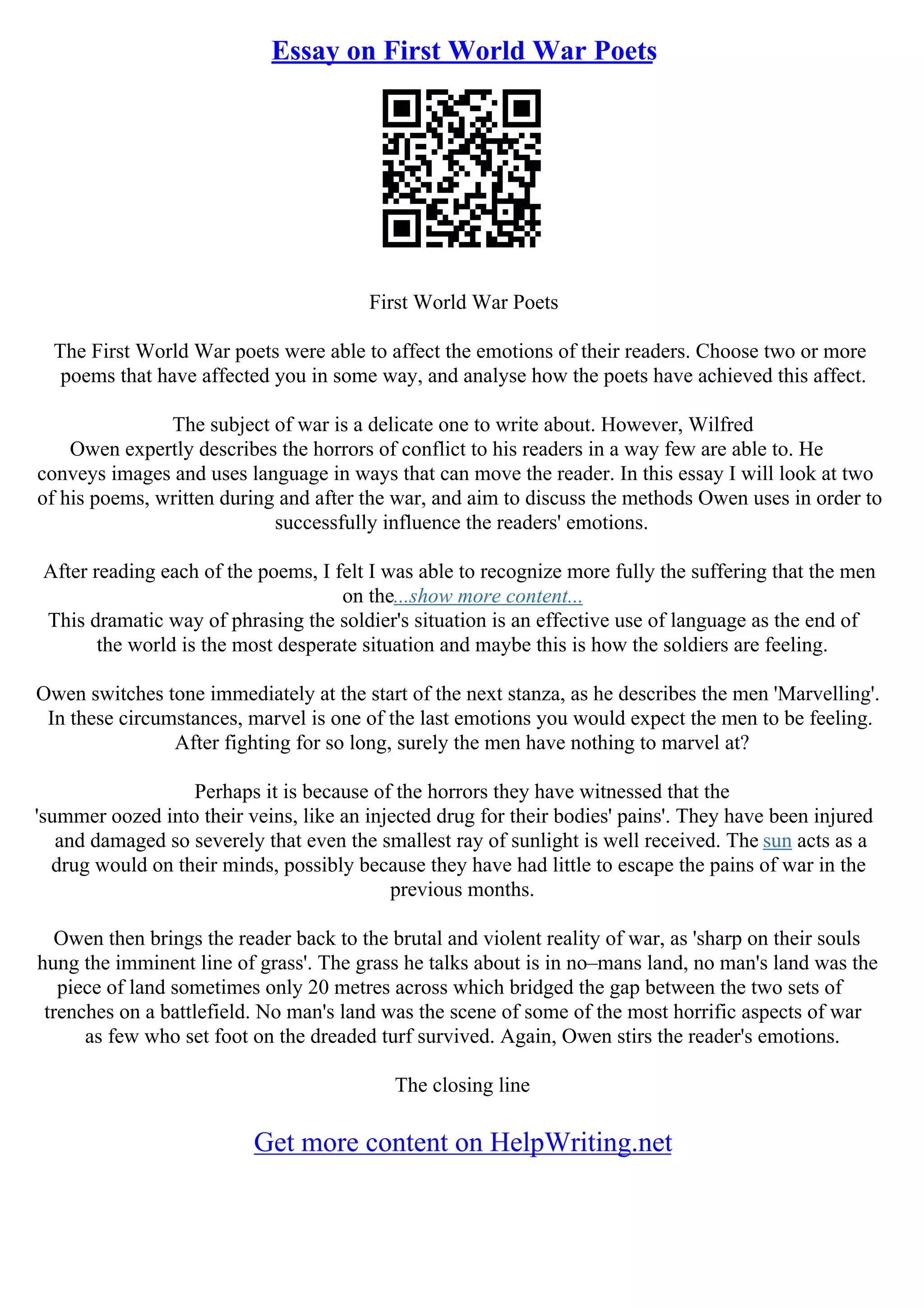 Essay On First World War | PDF | Death, Injury, or Military Conflict ...