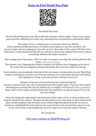 Essay On First World War | PDF | Death, Injury, or Military Conflict ...