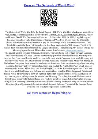 Essay On First World War | PDF | Death, Injury, or Military Conflict ...