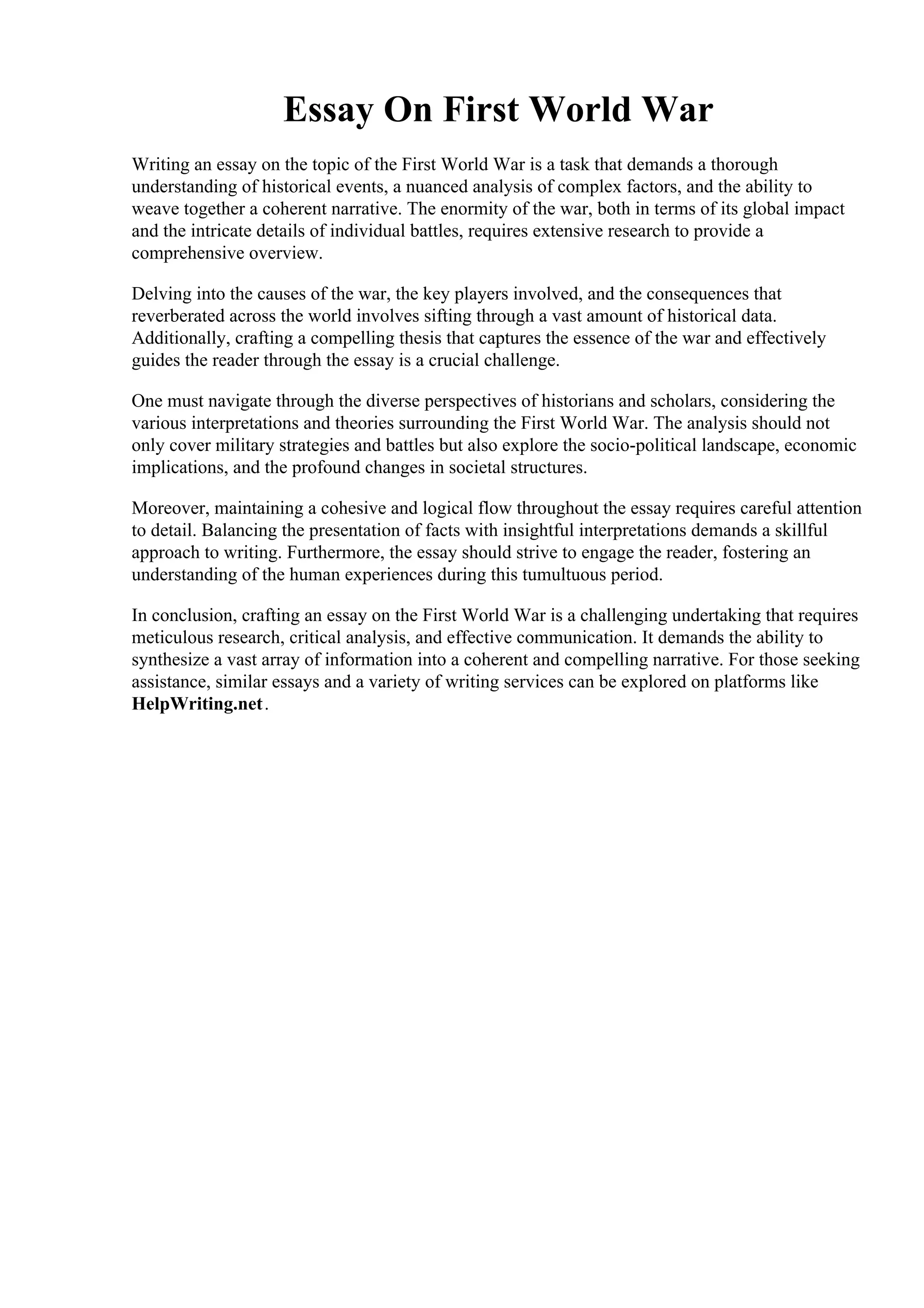 Essay On First World War | PDF
