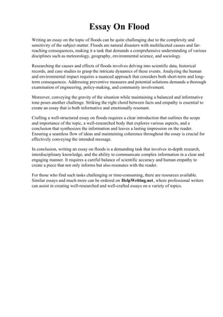 Essay On Flood | PDF