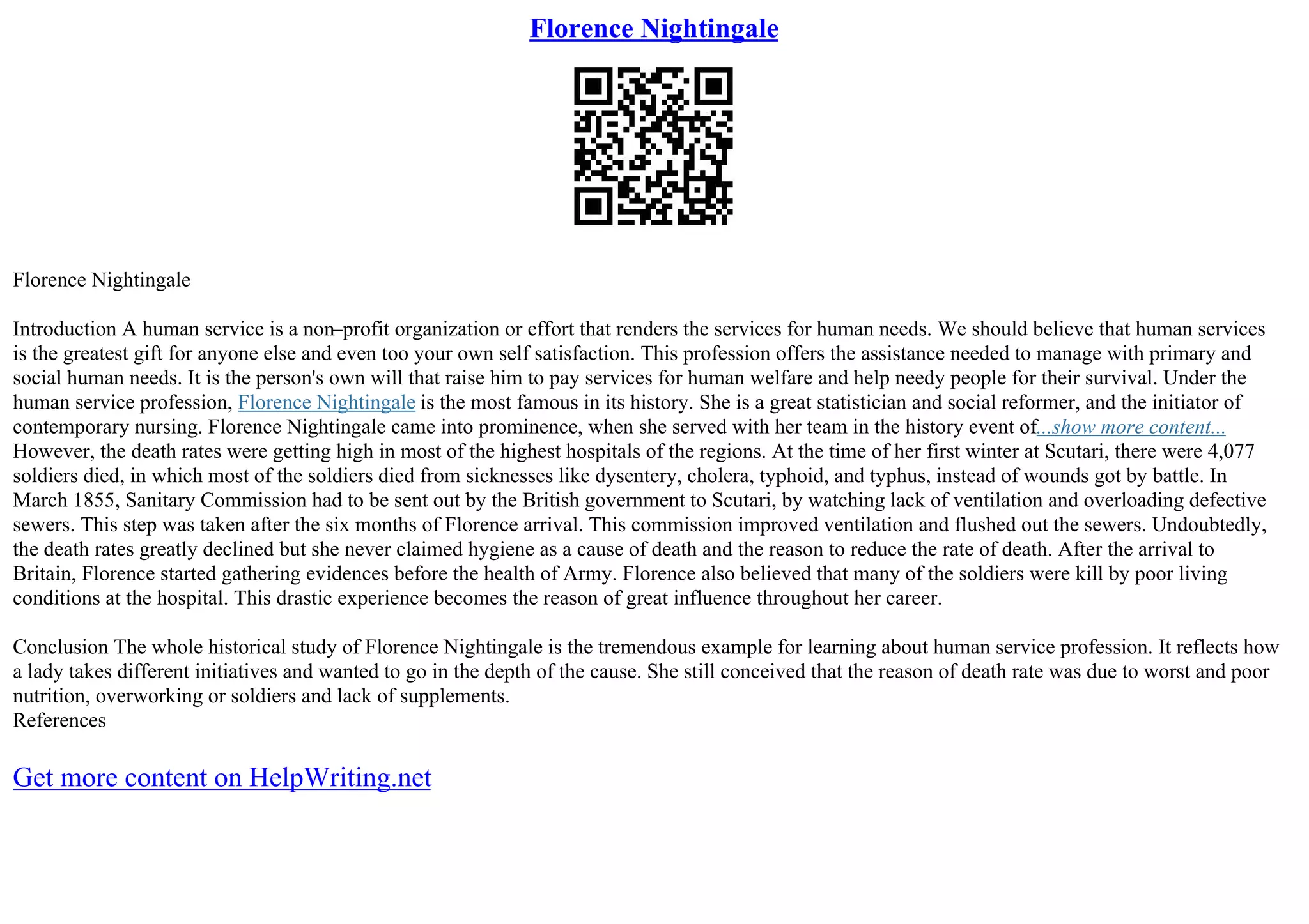Essay On Florence Nightingale | PDF