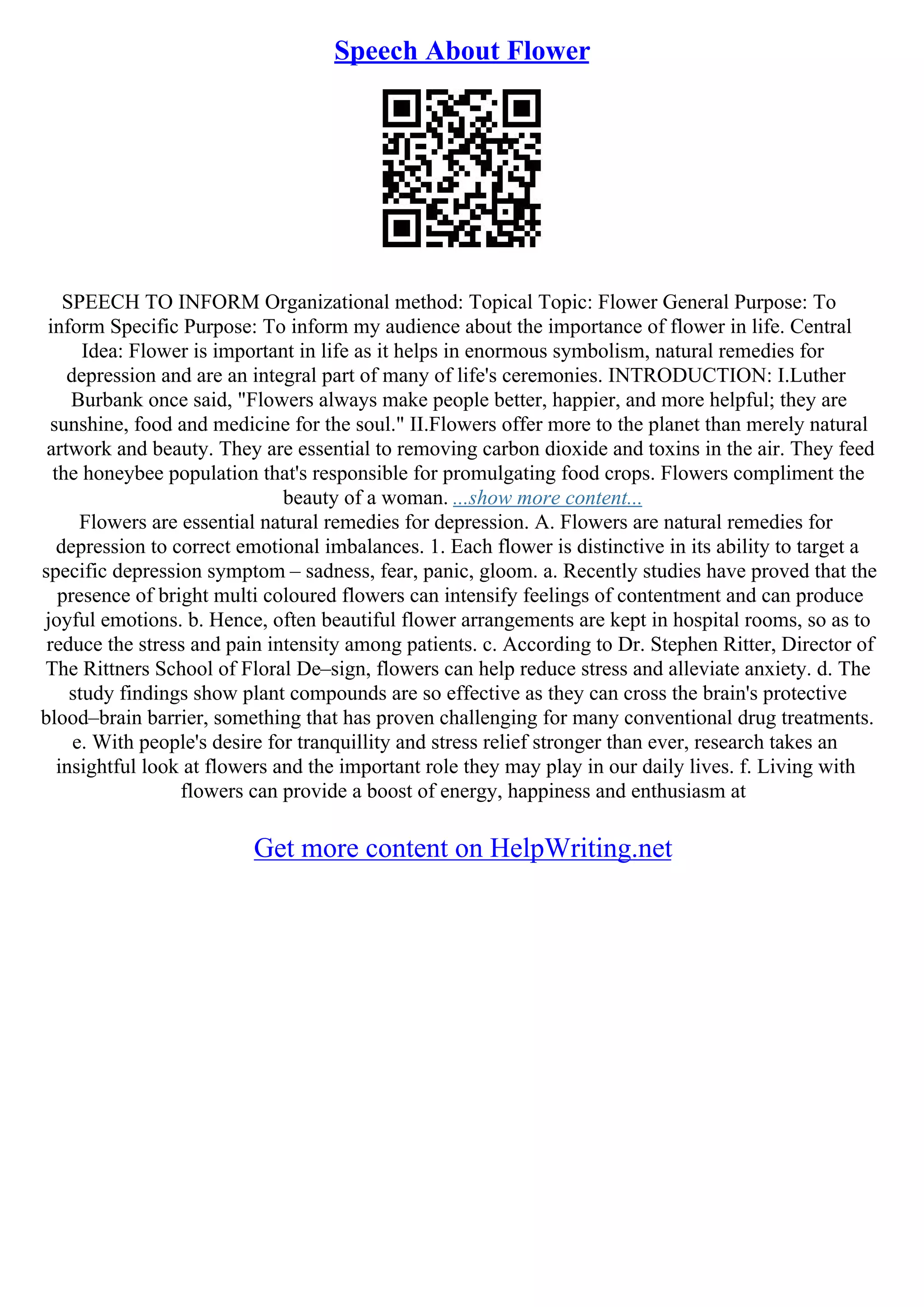 Essay On Flowers | PDF