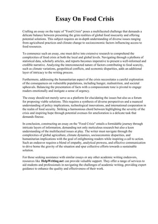 Essay On Food Crisis.pdfEssay On Food Crisis | PDF