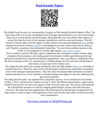 Essay On Food Security In India | PDF