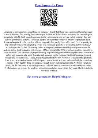 Essay On Food Security In India | PDF | Agriculture | Industries