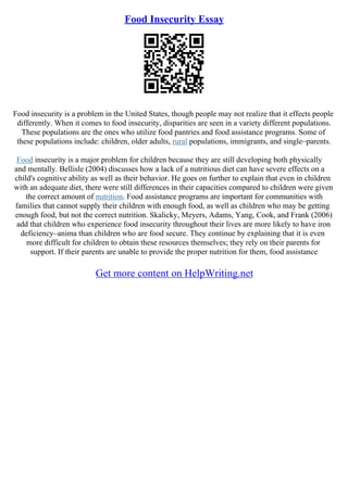 Essay On Food Security In India | PDF