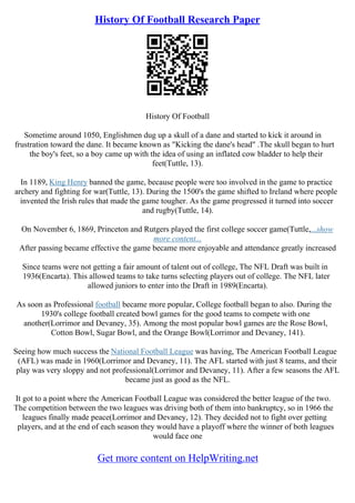 Essay On Football History | PDF