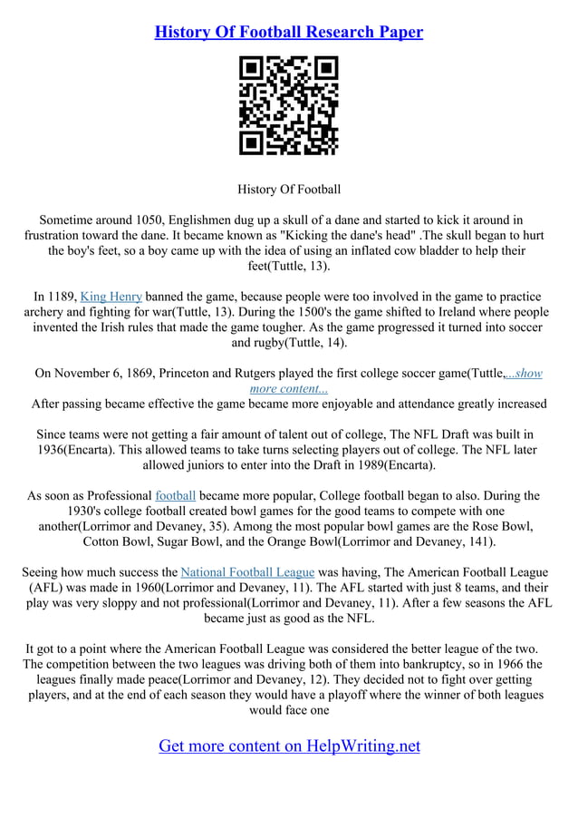 Essay On Football History | PDF