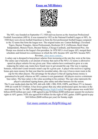 Essay On Football History | PDF