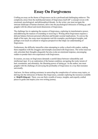 Essay On Forgiveness | PDF