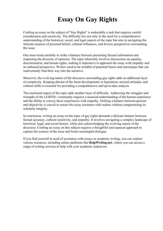 Essay On Gay Rights. Reading Hospital School of Health Sciences | PDF