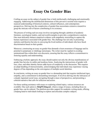 Essay On Gender Bias.pdf | Debated Sensitive Social Issues | Sensitive ...
