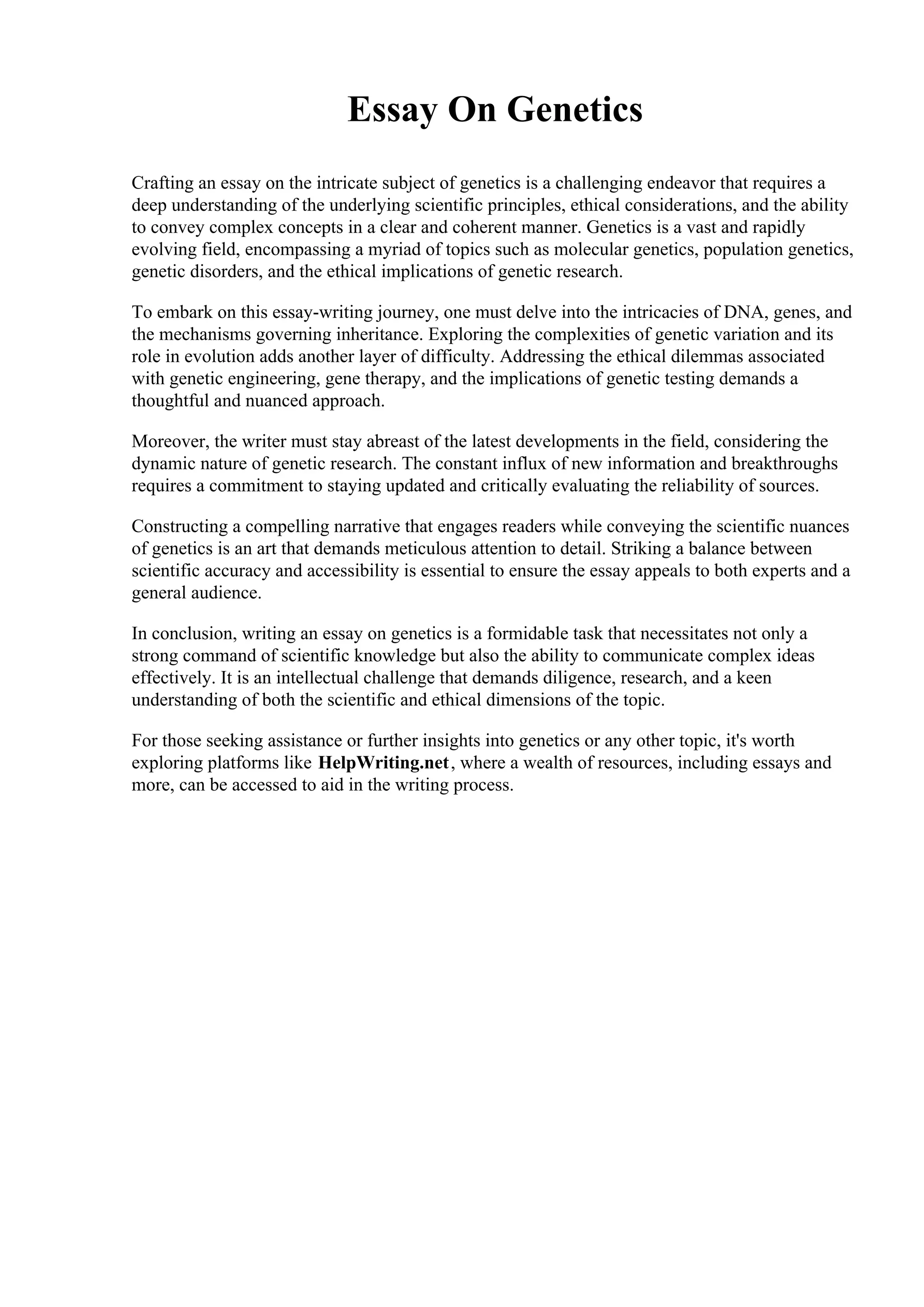 Essay On Genetics | PDF