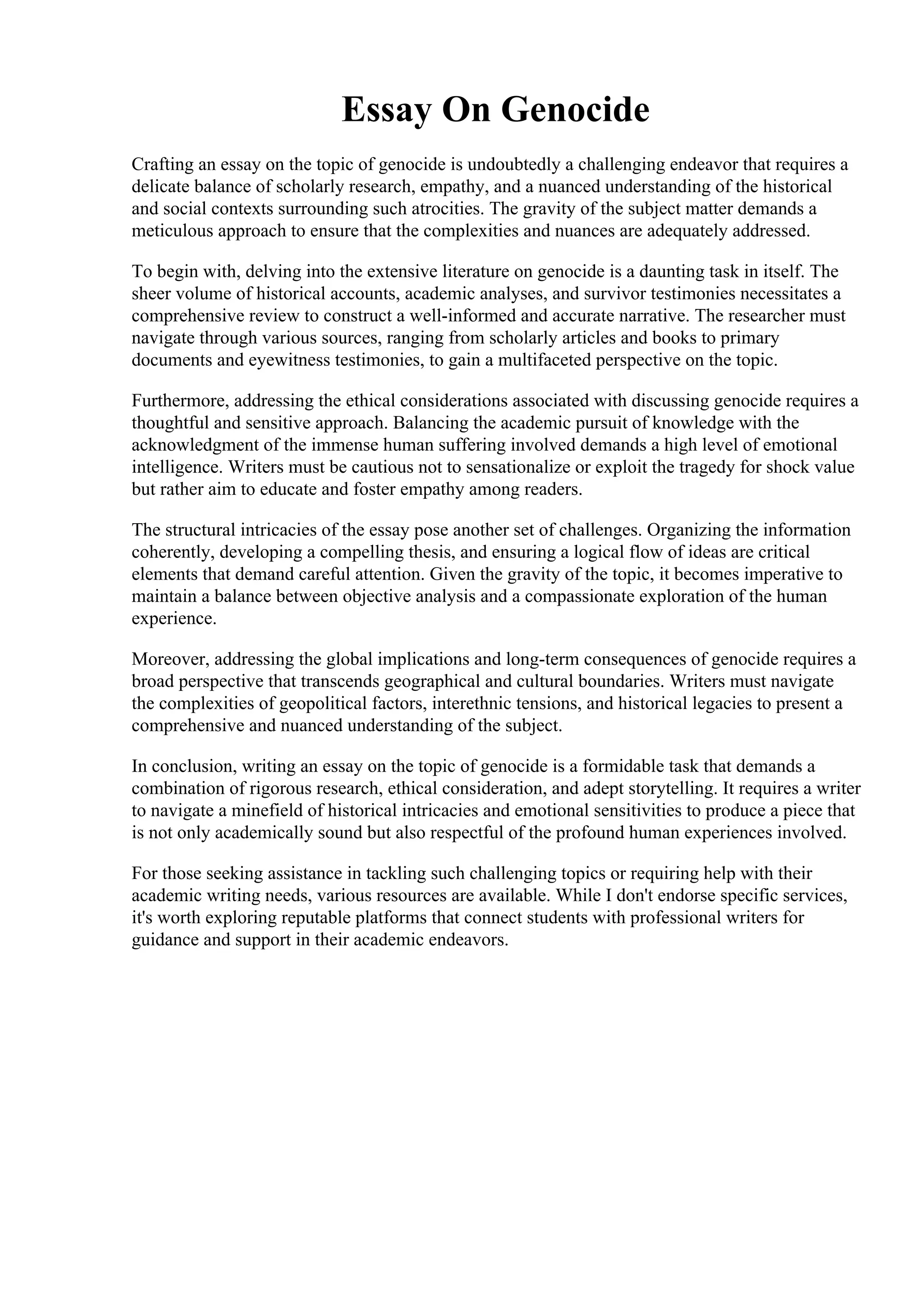 Essay On Genocide | PDF