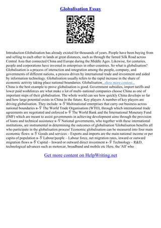 Essay On Globalisation | PDF
