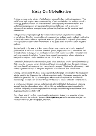 Essay On Globalisation. Dharma Realm Buddhist University | PDF