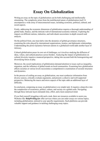 Essay On Globalization | PDF