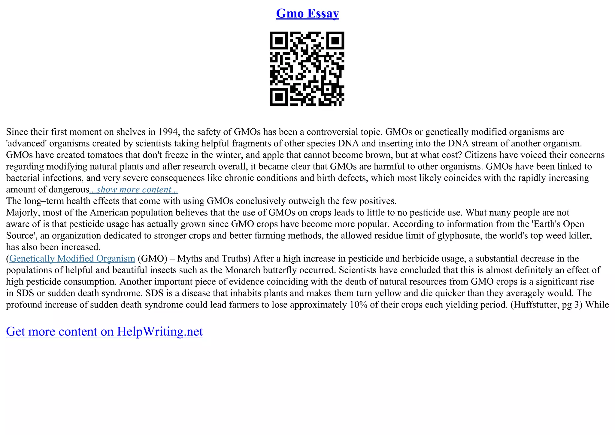 Essay On GMO Labeling | PDF