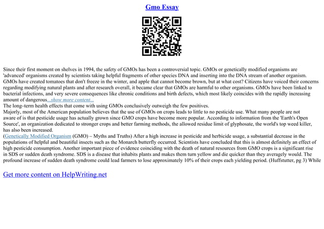 Essay On GMO Labeling | PPT