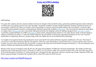 Essay On GMO Labeling | PPT