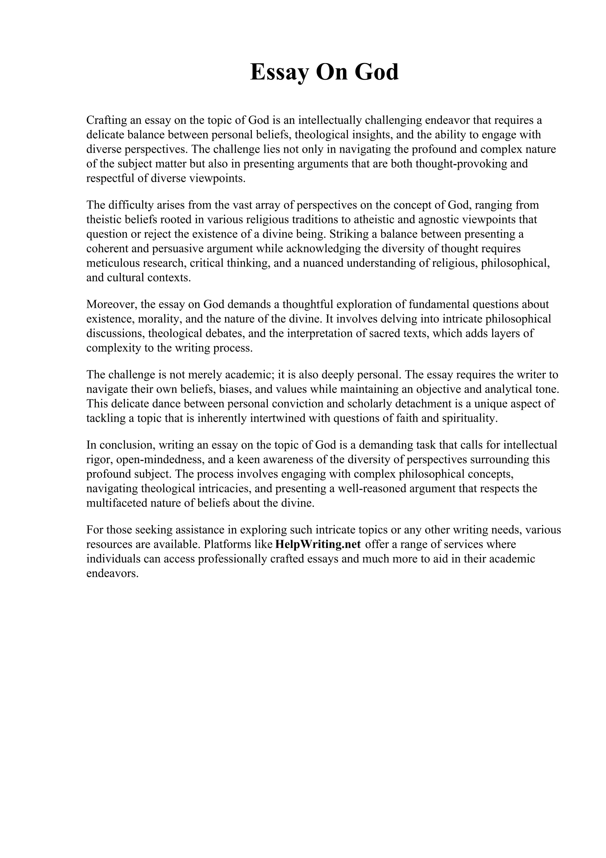Essay On God. Georgia Institute of Technology | PDF