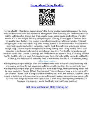 Essay On Good Health | PDF