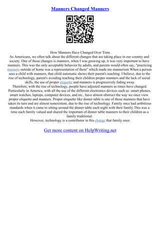 Essay On Good Manners | PDF