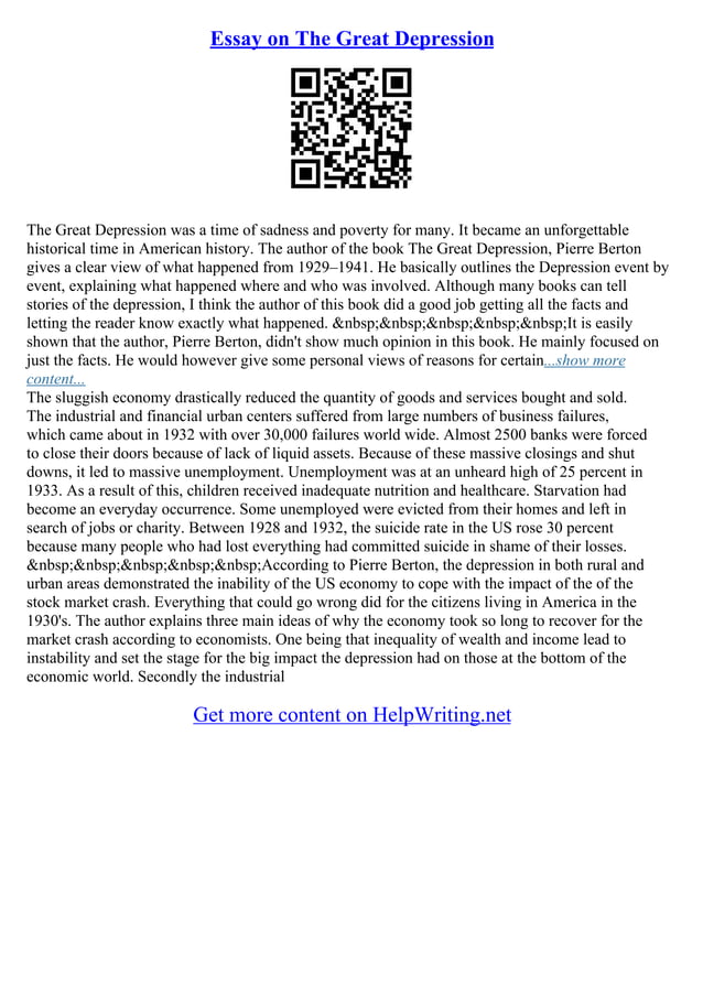 Essay On Great Depression | PDF