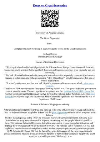 Essay On Great Depression | PDF