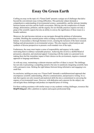 Essay On Green Earth.pdf | Environment | Science