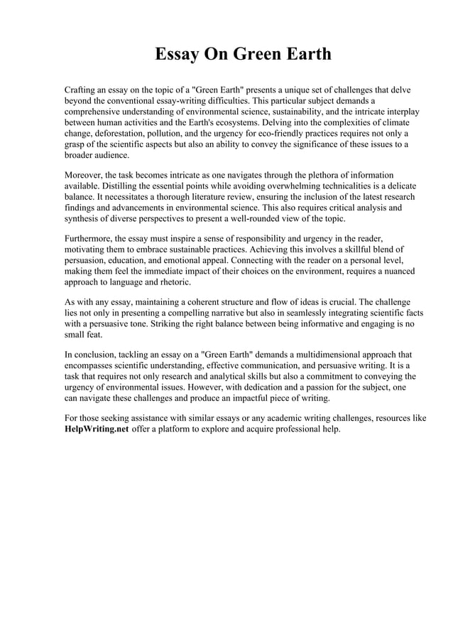 Essay On Green Earth.pdf | Environment | Science