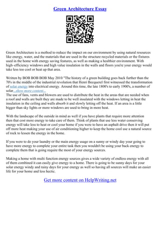 Essay On Green Environment | PDF