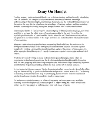 Essay On Hamlet | PDF | Brain and Nervous System Disorders | Diseases ...