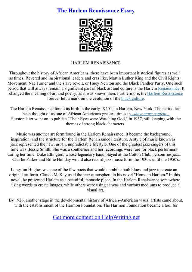 Essay On Harlem Renaissance | PDF