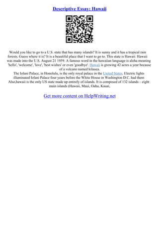 Essay On Hawaii | PDF