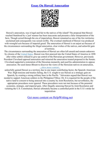 Essay On Hawaii | PDF