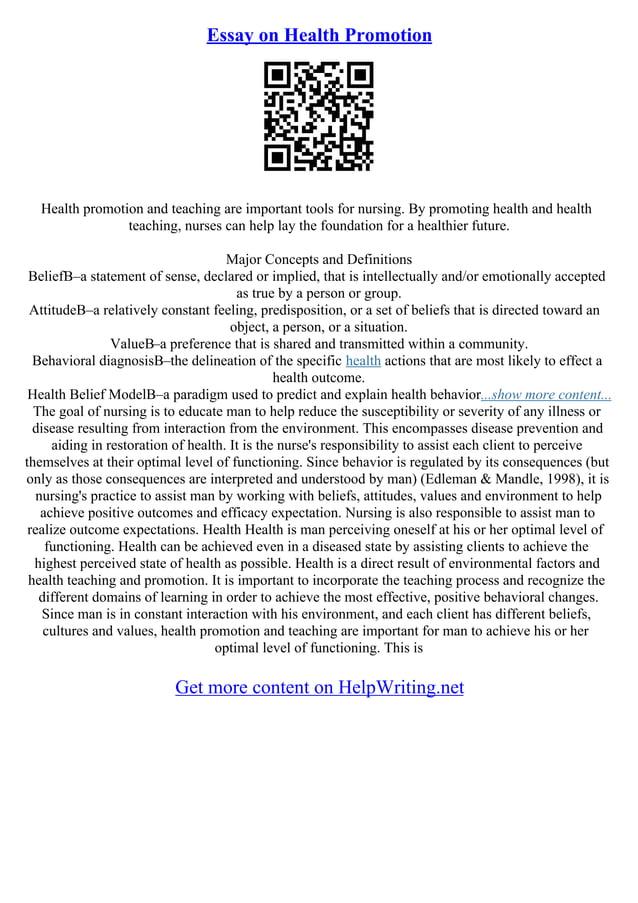 Essay On Health Promotion | PDF